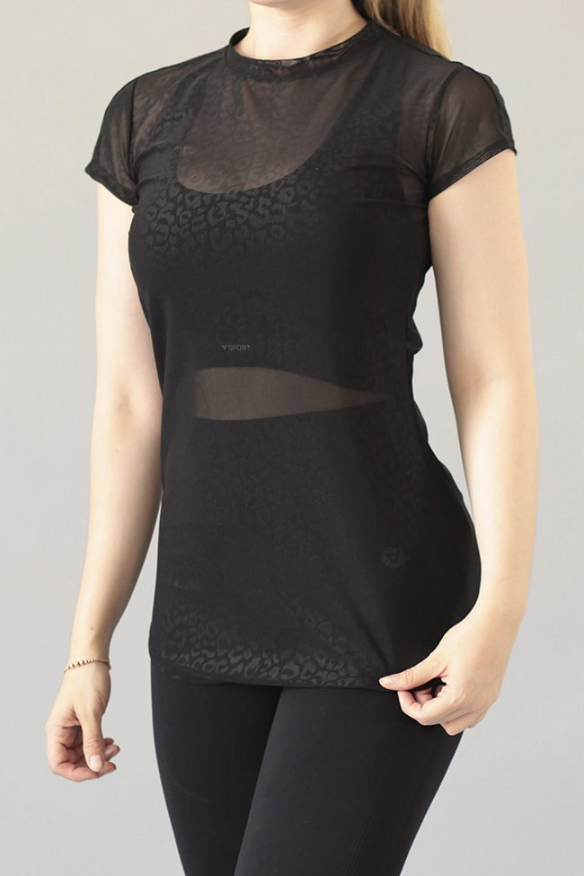 BLUSA LARGA MESH FELINA NEGRA | Claros | Blusa