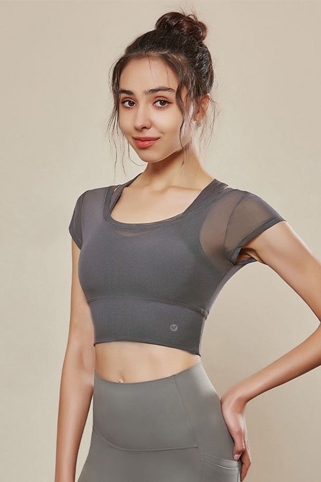 BLUSA CON TOP ALTO IMPACTO GRIS 2318 | COLORES | Top